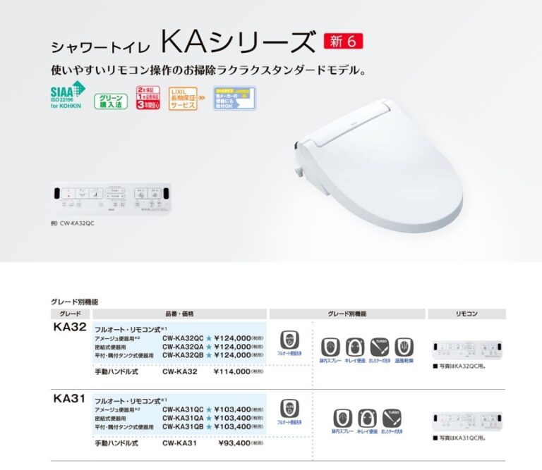 LIXIL(INAX)【新型シャワートイレKA/KB】評判や新機能のメリットデメリットを解説！CW-KA31,32,KB31,32(2022年6月発売) - 水道屋さんドットコム ｜ あなたの ...